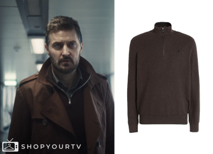 Red Eye: Season 1 Episode 1/2/3/4/5 Matthew's Brown Quarter Zip Sweater ...