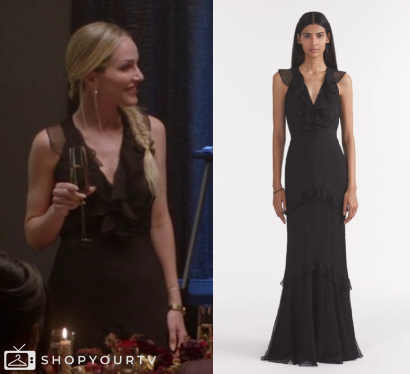All American: Season 6 Episode 14 Laura's Black Sheer Ruffle Gown ...
