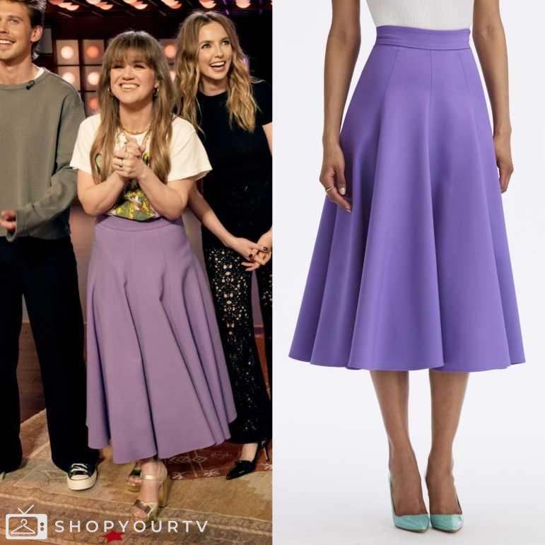 The Kelly Clarkson Show: June 2024 Kelly Clarkson’s Purple Midi Skirt ...