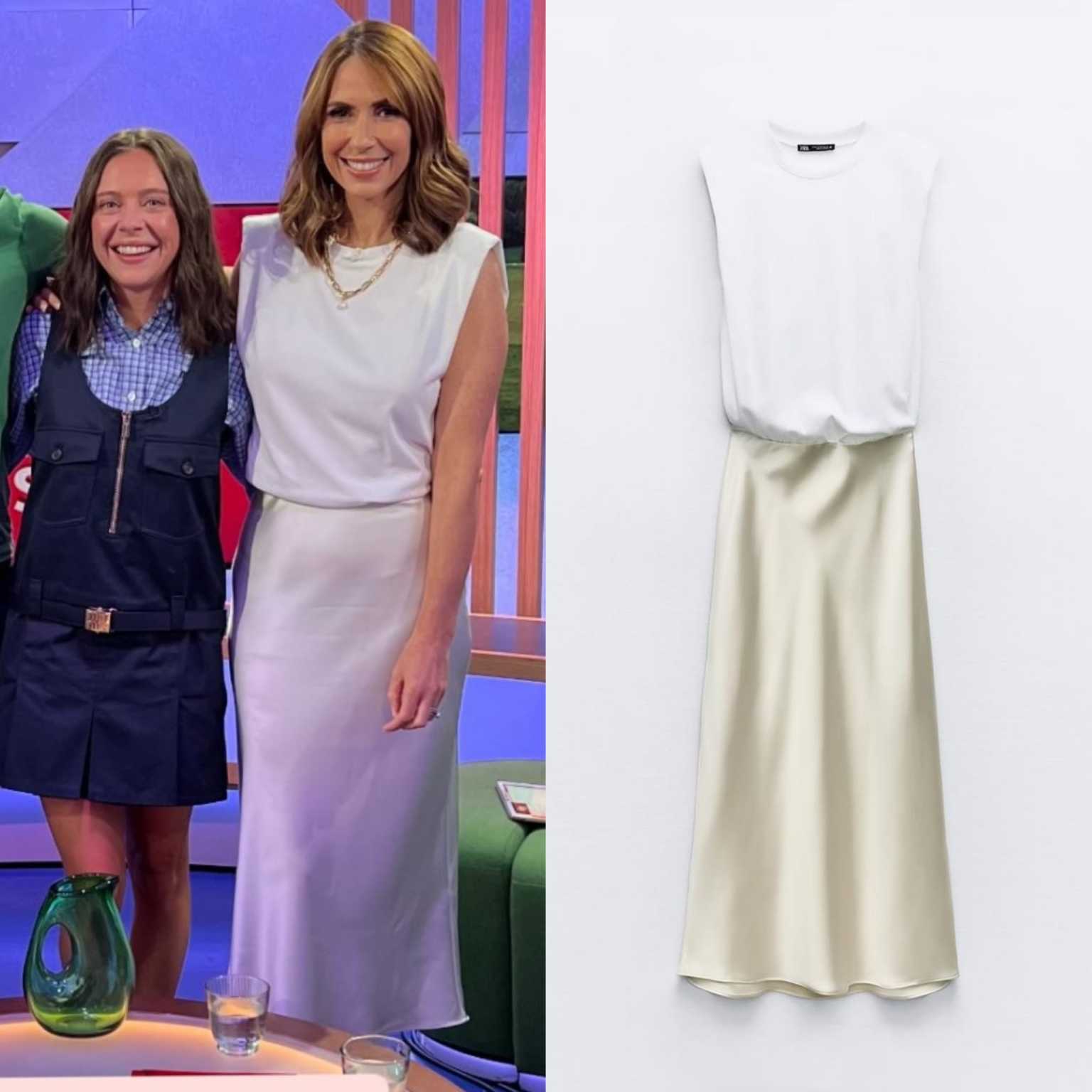 The One Show: July 2024 Alex Jones’s Contrasting Satin Effect Dress ...