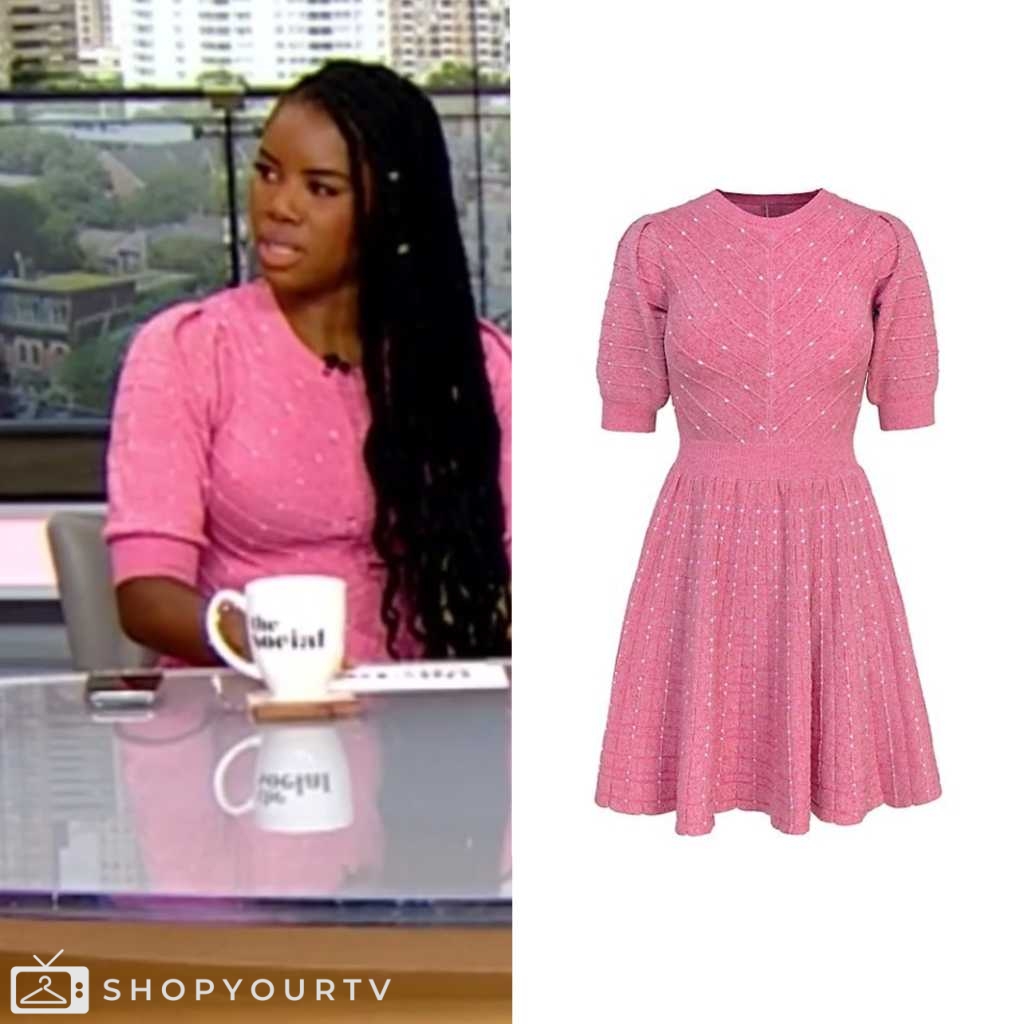 The Social: July 2024 Perdita Felicien’s Pink Fit-&-Flare Mini Dress ...