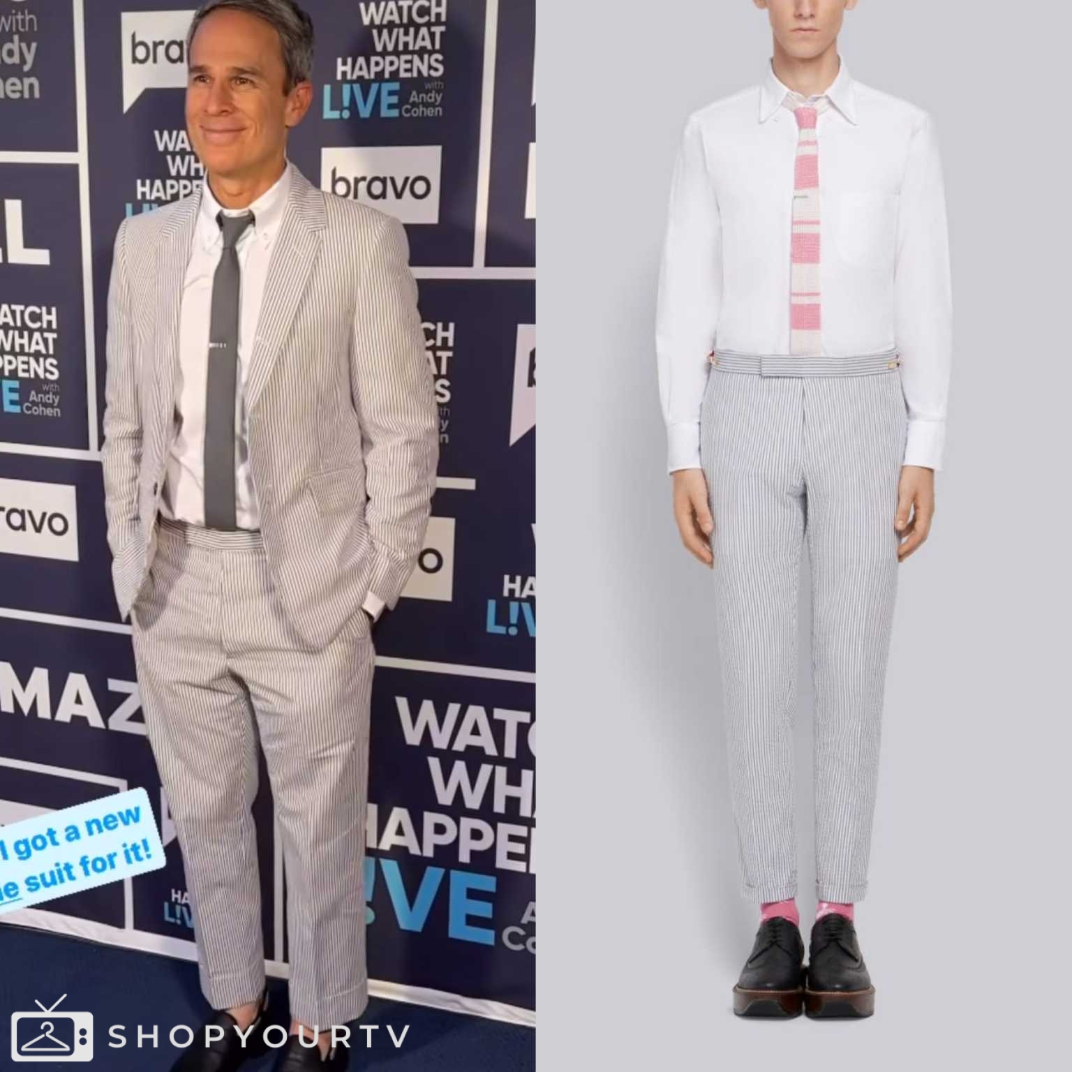 Watch What Happens Live: July 2024 Gary Janetti’s Blue Striped Pants ...