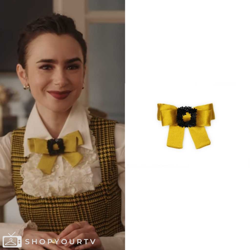 Emily in Paris: Season 4 Episode 4 Emily’s Yellow Bow Brooch | Shop Your TV