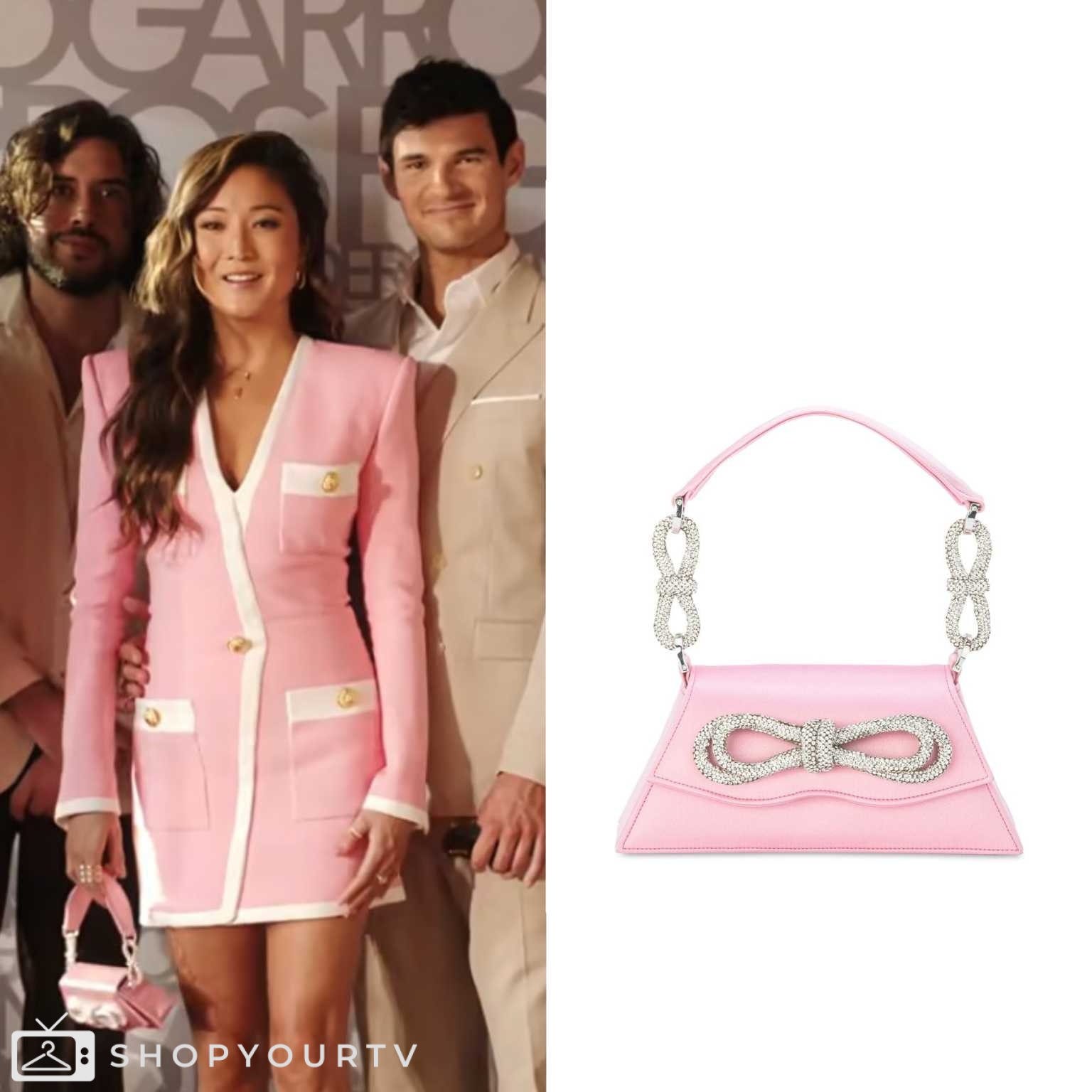Emily in Paris: Season 4 Episode 1 Mindy’s Pink Satin Bow Mini Bag ...