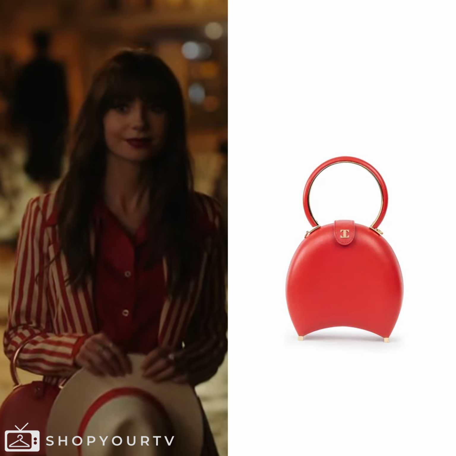 Emily in Paris: Season 4 Episode 1 Emily’s Round Handle Red Handbag ...