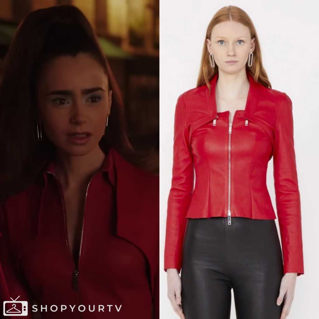 Emily in Paris: Season 4 Episode 7 Emily’s Red Leather Jacket | Shop ...