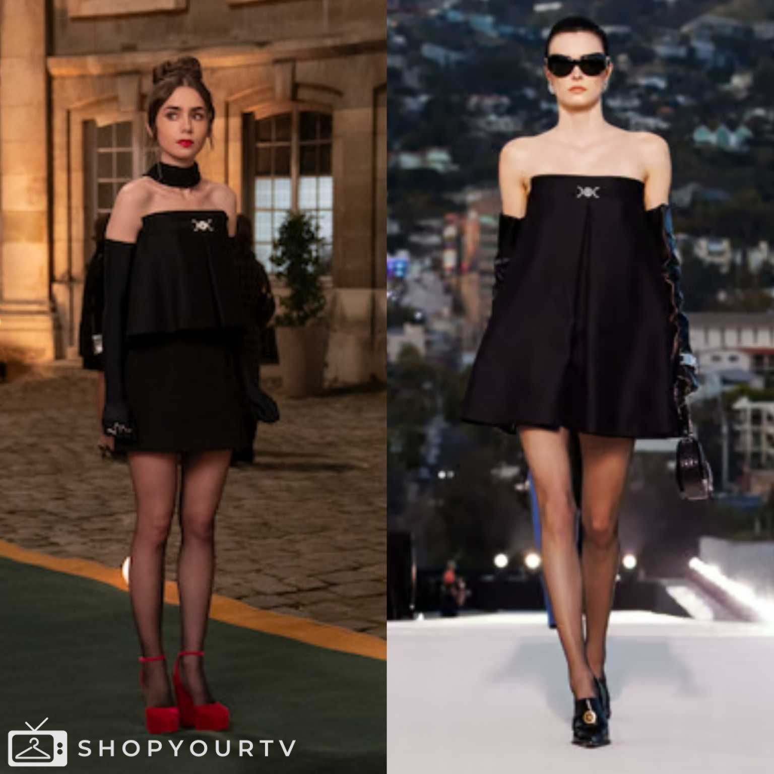 Emily in Paris: Season 4 Episode 8 Emily’s Black Strapless Dress | Shop ...