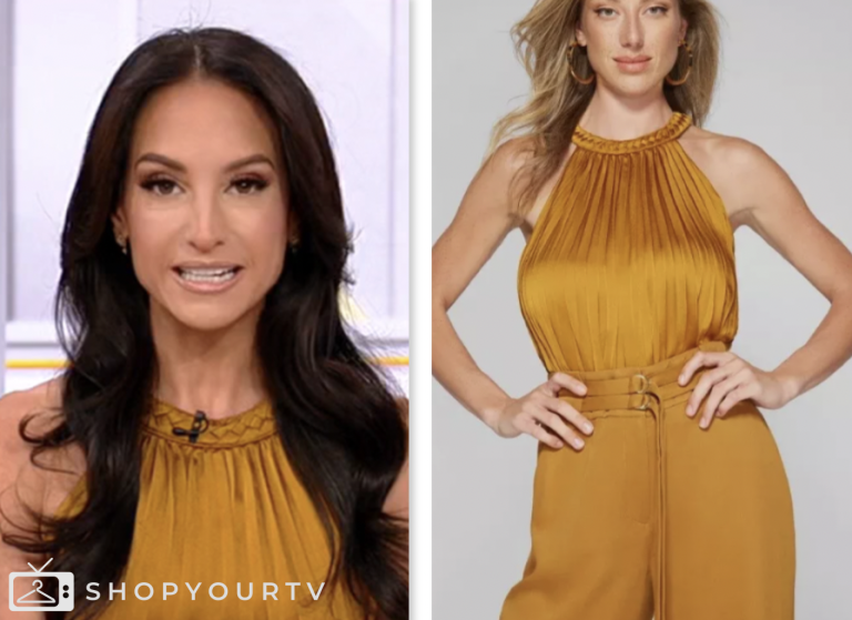 Outnumbered: August 2024 Emily Compagno's Gold Yellow Braided Halter ...