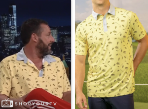 E! News: August 2024 Adam Sandler's Yellow Golf Print Polo Shirt | Shop ...