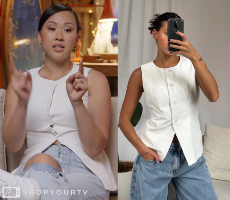 The Block AU: Season 20 Episode 1 Mimi's White Button Front Vest | Shop ...