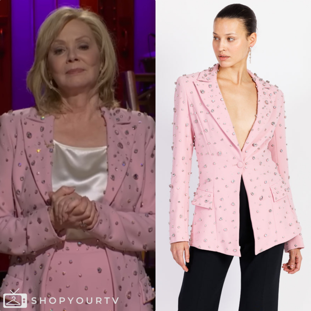 SNL: Season 50 Episode 01 Jean's Crystal Embroidered Pink Blazer | Shop ...