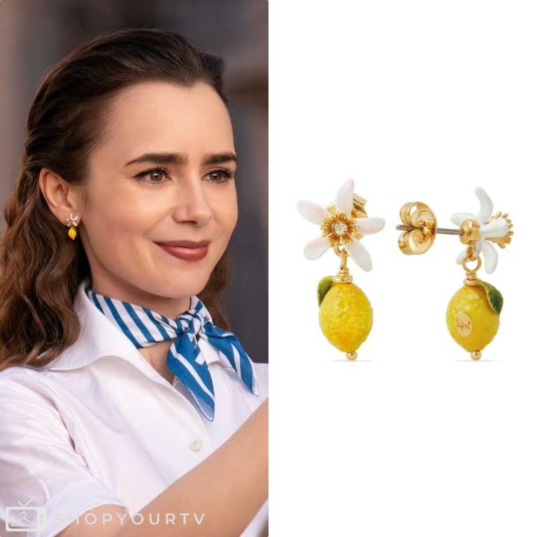 Emily in Paris: Season 4 Episode 9/10 Emily’s Lemon and Flower Earrings ...