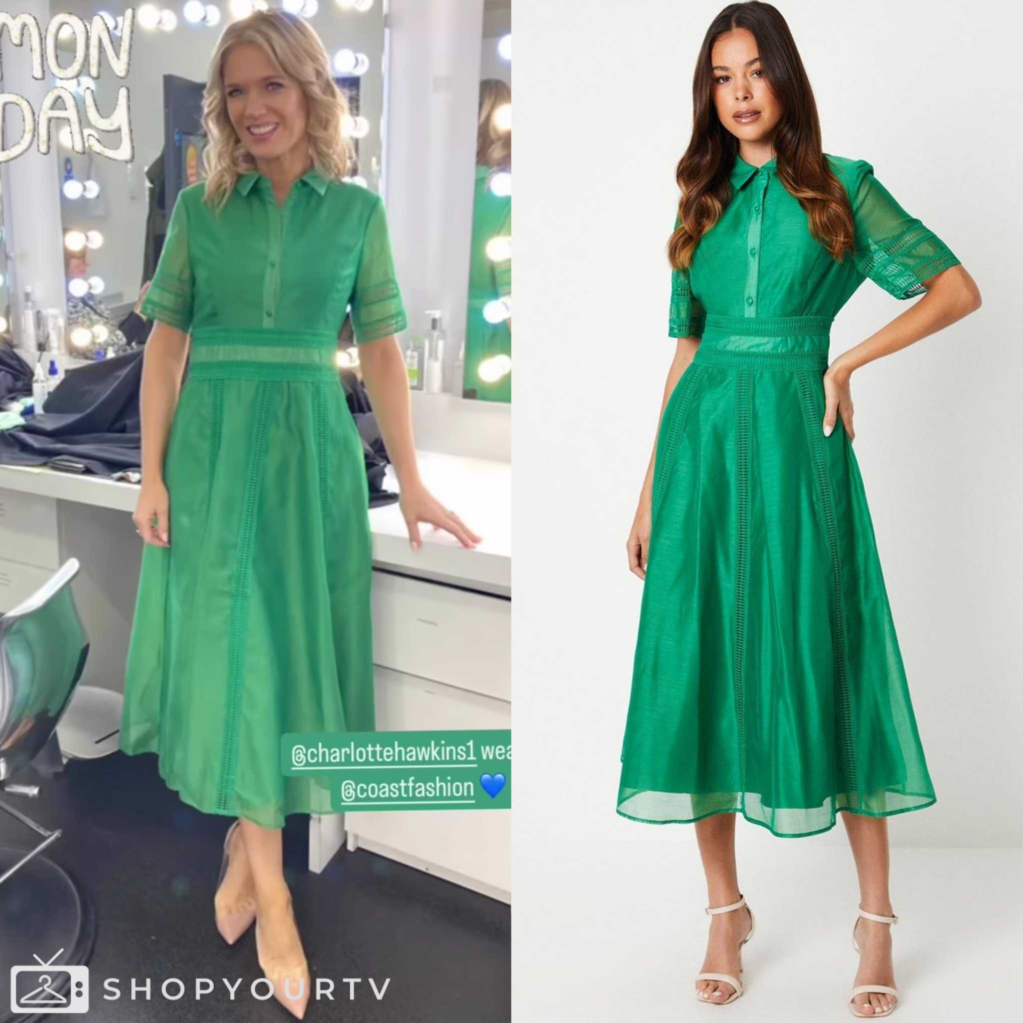 Good Morning Britain: October 2024 Charlotte’s Green Midi Shirtdress ...