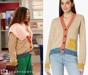 The Neighborhood: Season 7 Episode 1 Courtney's Beige & Colorblock Trim ...
