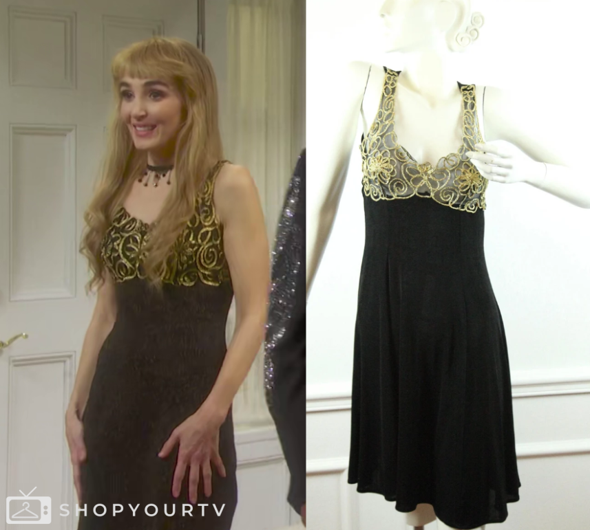 SNL: Season 50 Episode 5 Chloe's Black & Gold Dress | Shop Your TV