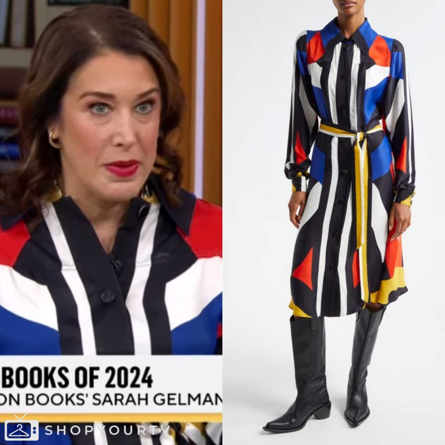 Drew Barrymore Show: November 2024 Sarah Gelman's Printed Shirtdress ...