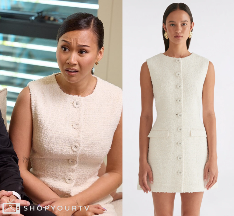 The Block AU: Season 20 Mimi's White Tweed Button Front Dress | Shop ...