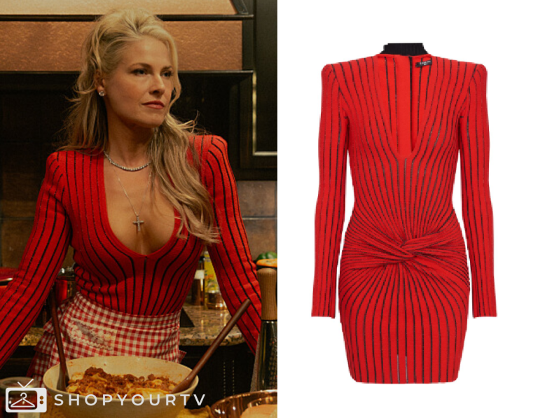 Landman: Season 1 Episode 5 Angela's Ribbed Striped Dress | Shop Your TV