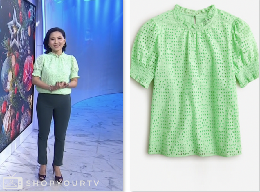 The Today Show: December 2024 Vicky Nguyen’s Mint Green Eyelet Puff ...