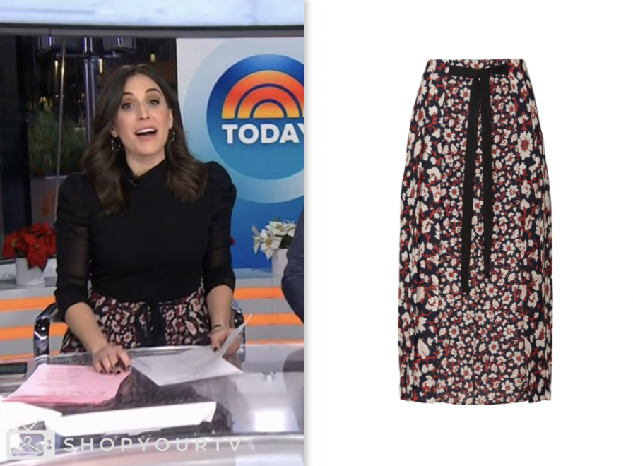 The Today Show: December 2024 Hallie Jackson's Red Floral Tie Waist Midi Skirt | Shop Your TV