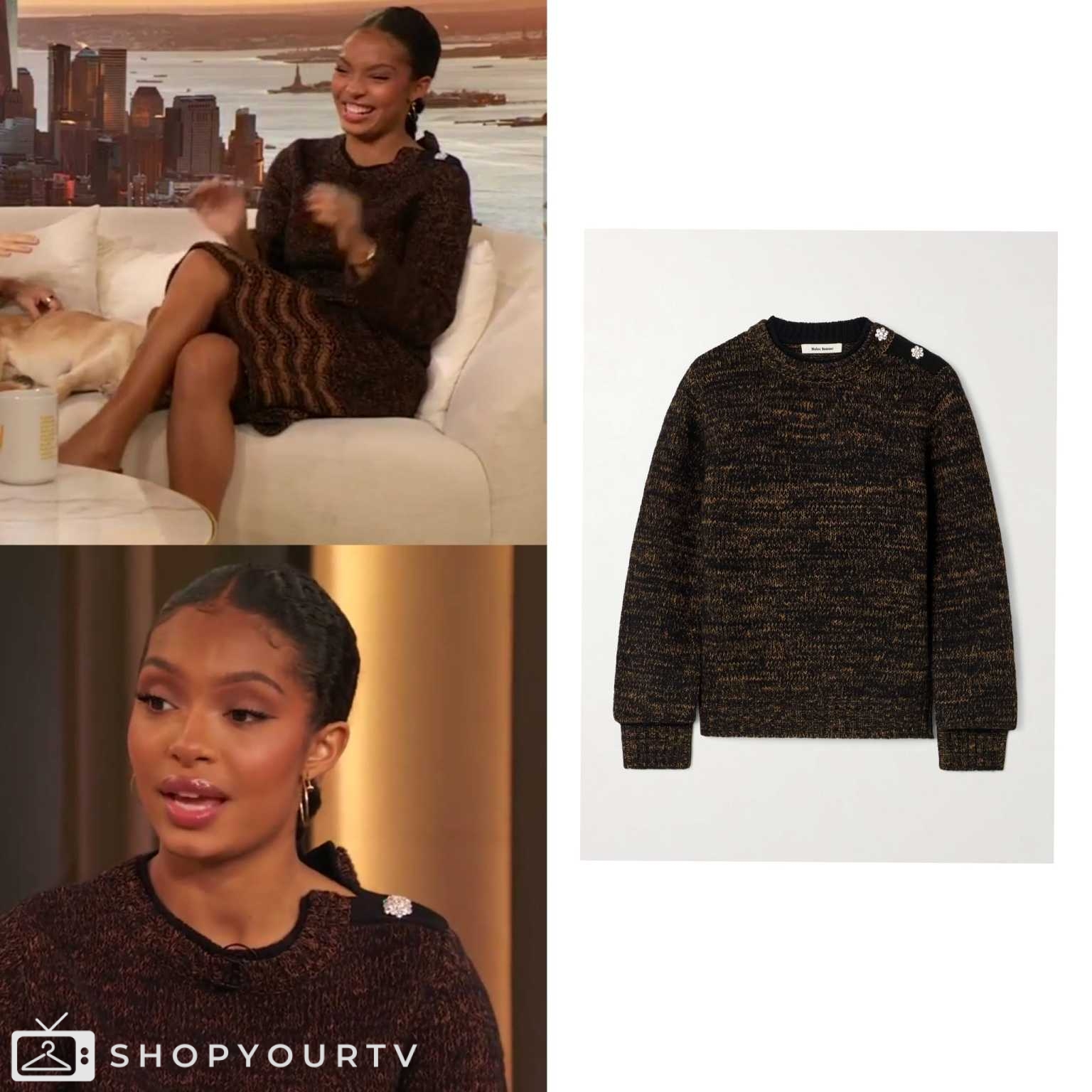Drew Barrymore Show: December 2024 Yara Shahidi's Crystal Knitted ...