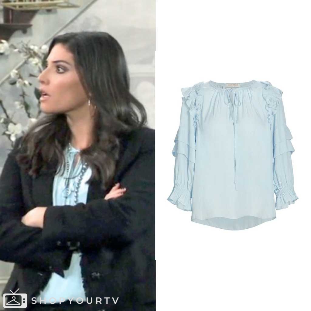 General Hospital: January 2025 Brook Lynn’s Blue Ruffle Top | Shop Your TV
