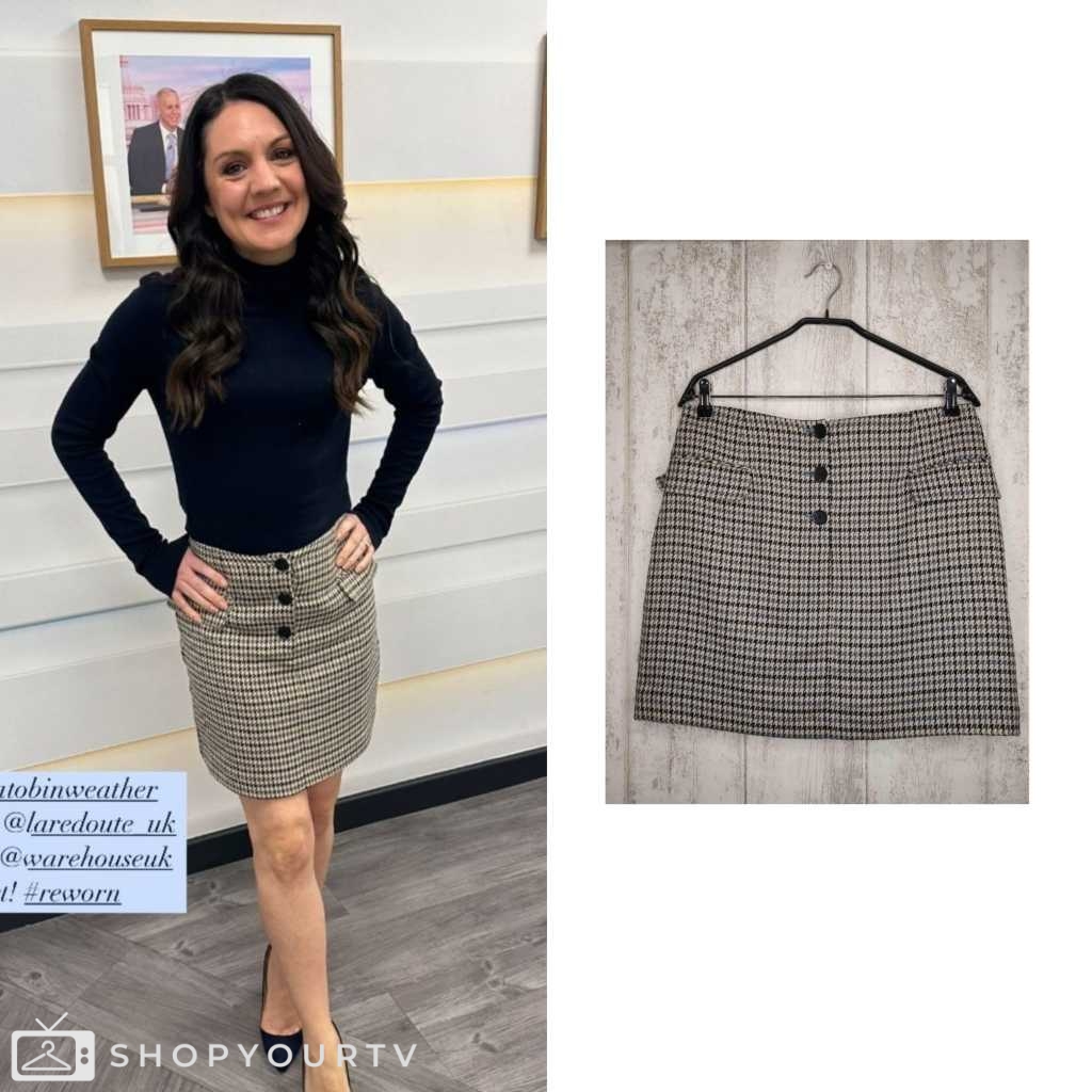 Good Morning Britain: January 2025 Laura Tobin’s Houndstooth Mini Skirt ...