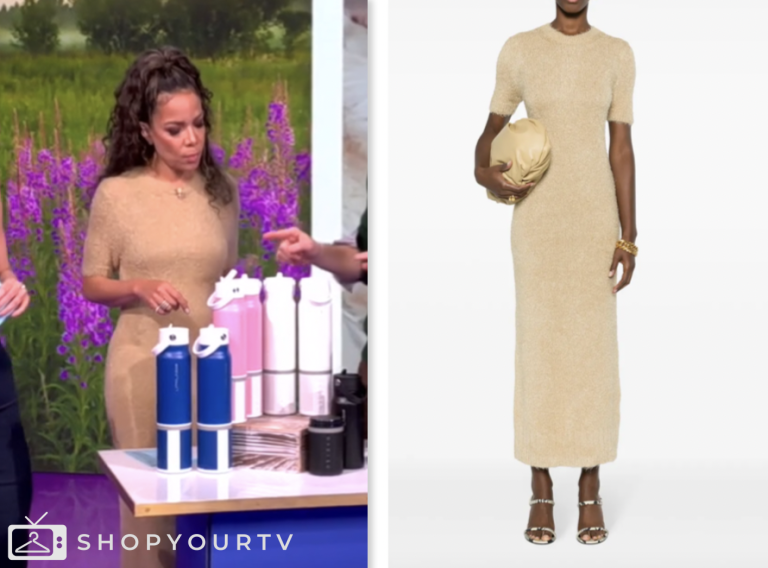 The View: February 2025 Sunny Hostin’s Gold Knit Short Sleeve Maxi ...