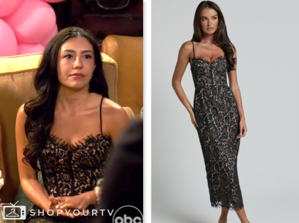 The Bachelor: Season 29 Episode 3 Rose Sombke's Black Lace Midi Dress ...