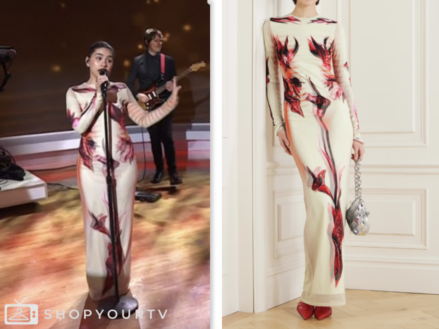 The Today Show: February 2025 Alessia Cara's White and Red Floral Mesh ...