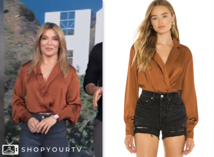 Access Daily: February 2025 Kit Hoover's Rust Brown Satin Top | Shop ...