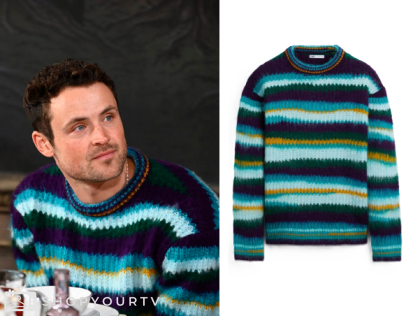 The Traitors US: Season 3 Episode 8 Dylan Efron's Blue Striped Sweater ...