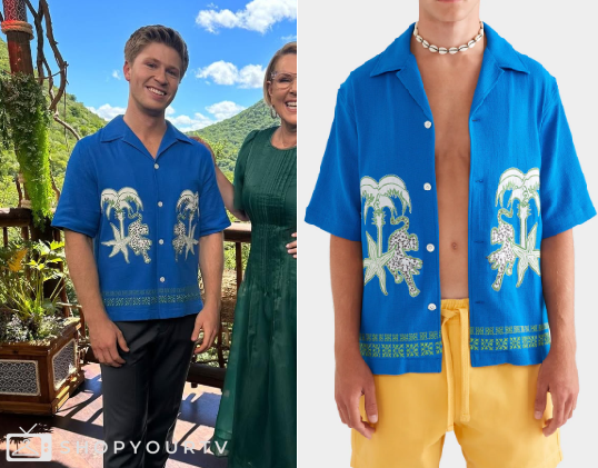 I’m A Celebrity… (AU): Season 11 Robert Irwin's Blue Palm Print Shirt ...