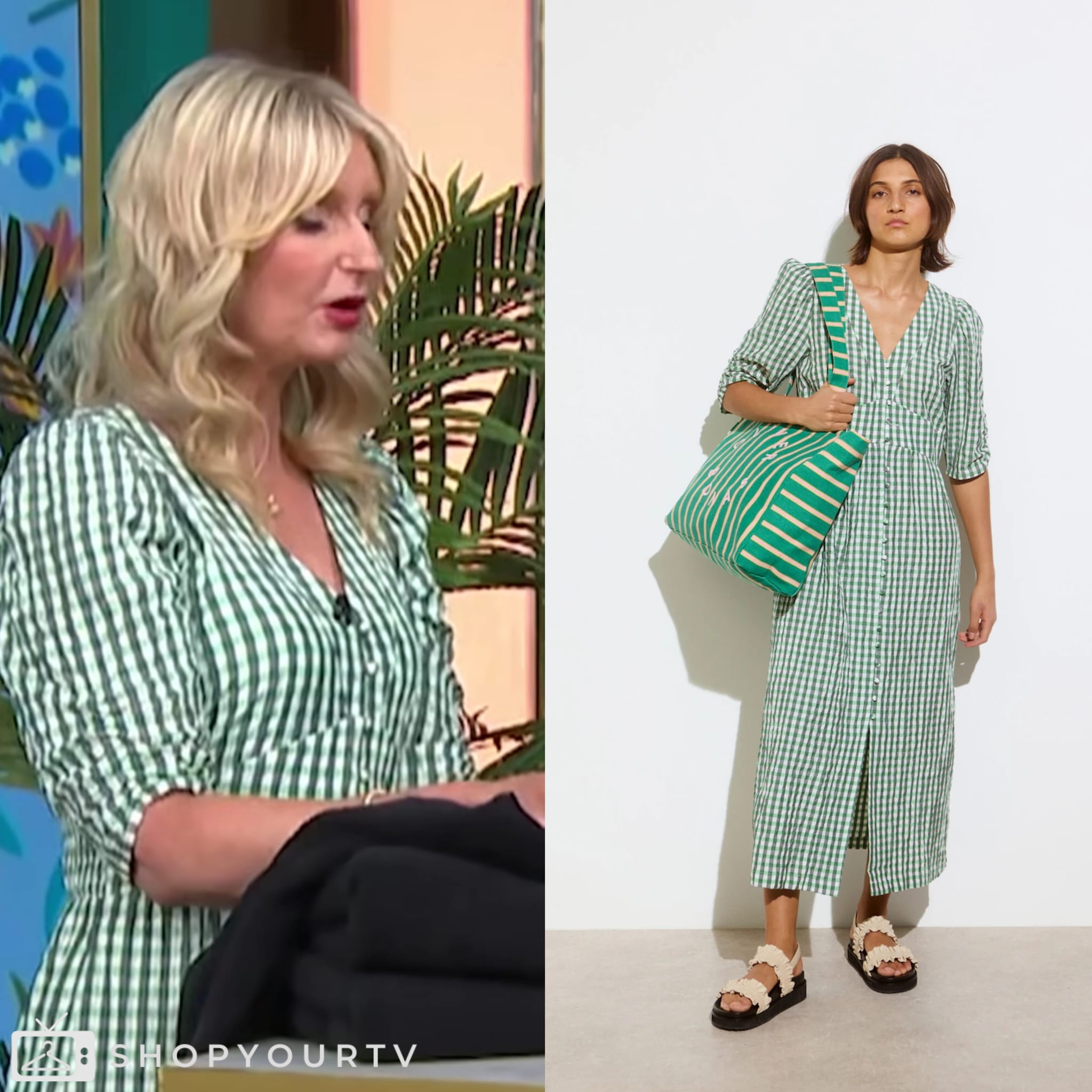 This Morning: March 2025 Lynsey’s Green Gingham Midi Dress | Shop Your TV