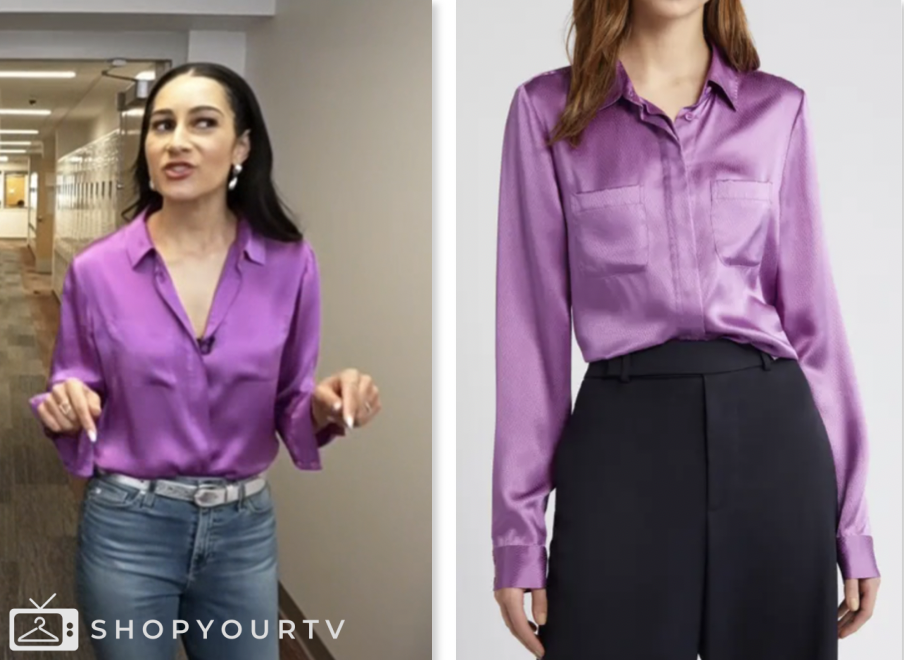 The Today Show: March 2025 Morgan Radford's Purple Silk Pocket Shirt ...