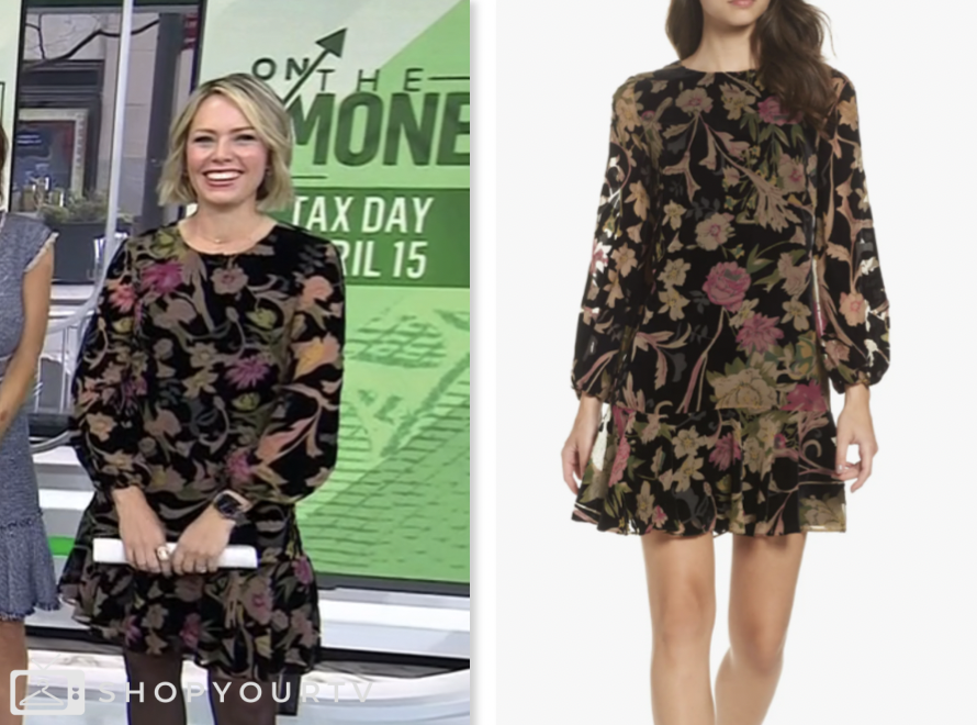 The Today Show March 2025 Dylan Dreyers Black Floral Velvet Mini