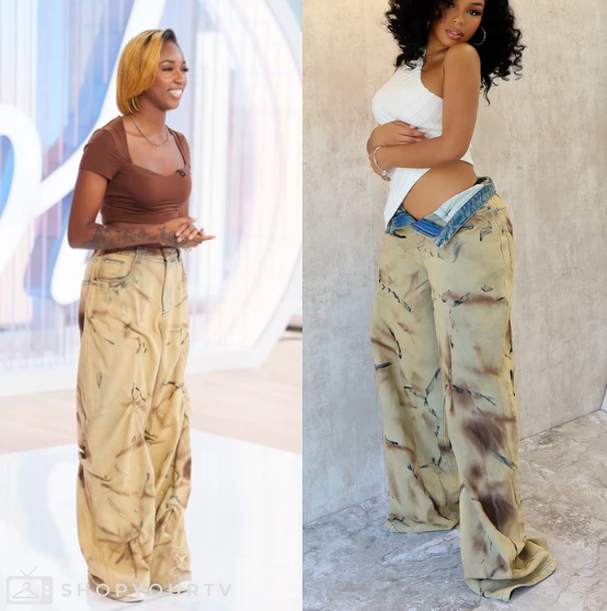 American Idol: Season 23 Episode 2 Gabby Simone's Beige Crinkle Print ...