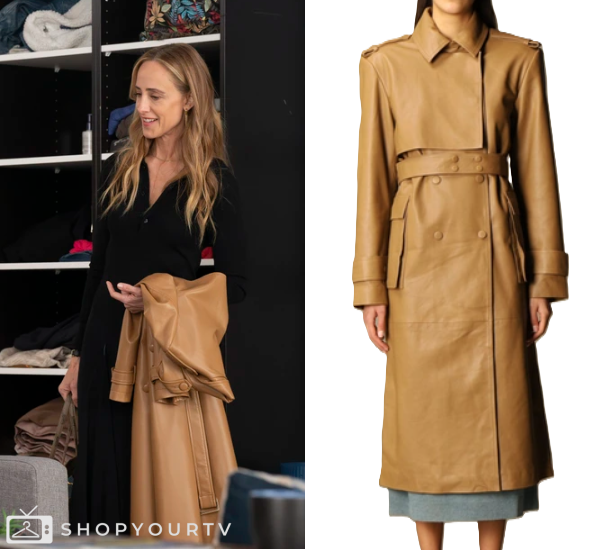 Greys Anatomy: Season 21 Episode 11 Teddy's Tan Leather Trench Coat ...