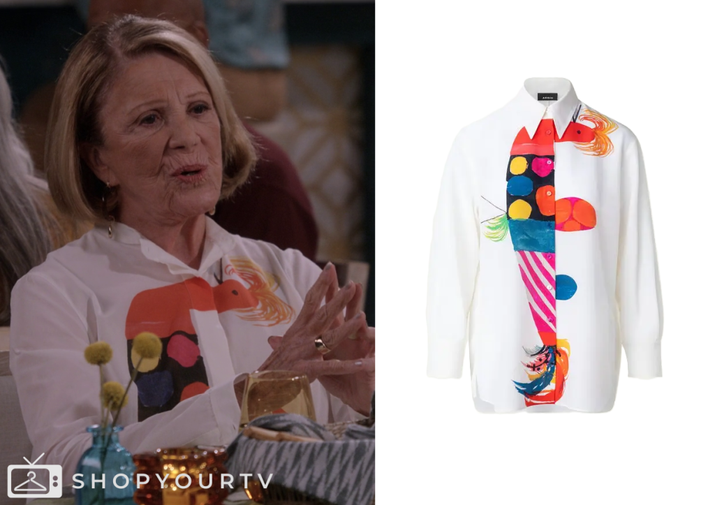 Mid-Century Modern: Season 1 Episode 7 Sybil's Bird Printed Shirt ...