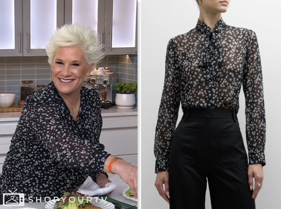 The Today Show: April 2025 Anne Burrell's Black Floral Blouse | Shop ...