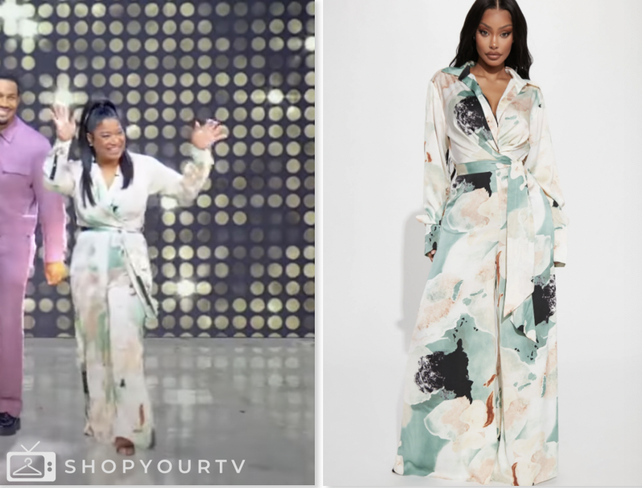 Tamron Hall Show: April 2025 Lenora Chong's Printed Satin Jumpsuit ...