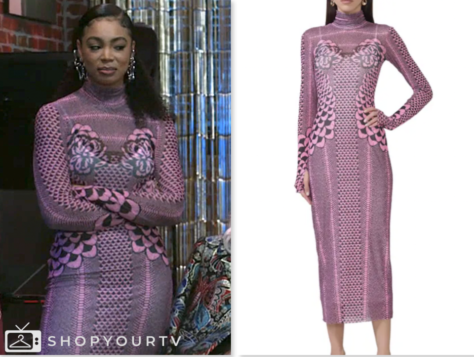 Beyond the Gates: April 2025 Chelsea Hamilton's Pink Printed Mesh Midi ...