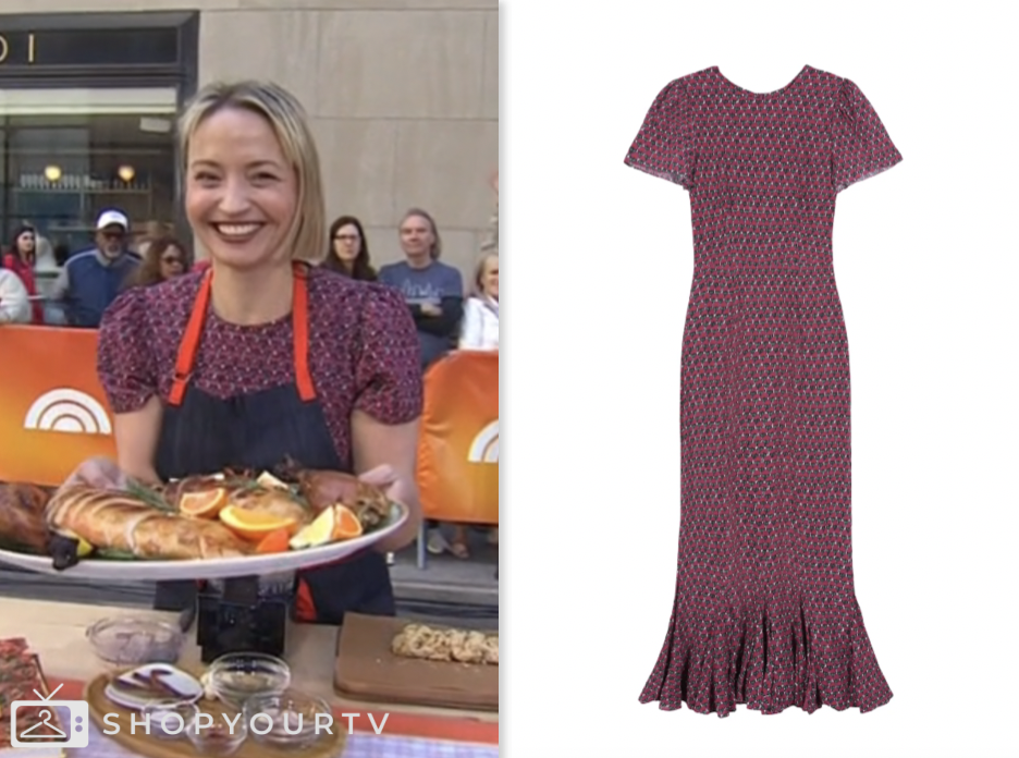 The Today Show: April 2025 Erin French's Purple Printed Midi Dress ...