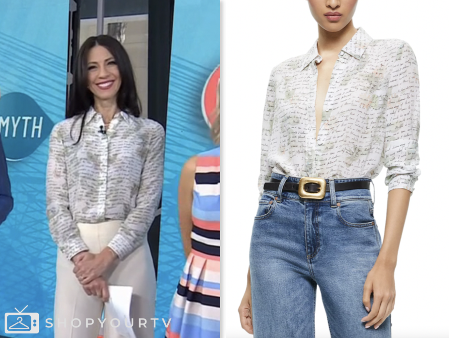 The Today Show: April 2025 Dr. Natalie Azar’s White Script Floral Silk ...