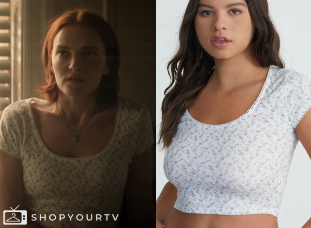 You: Season 5 Episode 8 Bronte's Floral PIcot Trim Crop Top | Shop Your TV