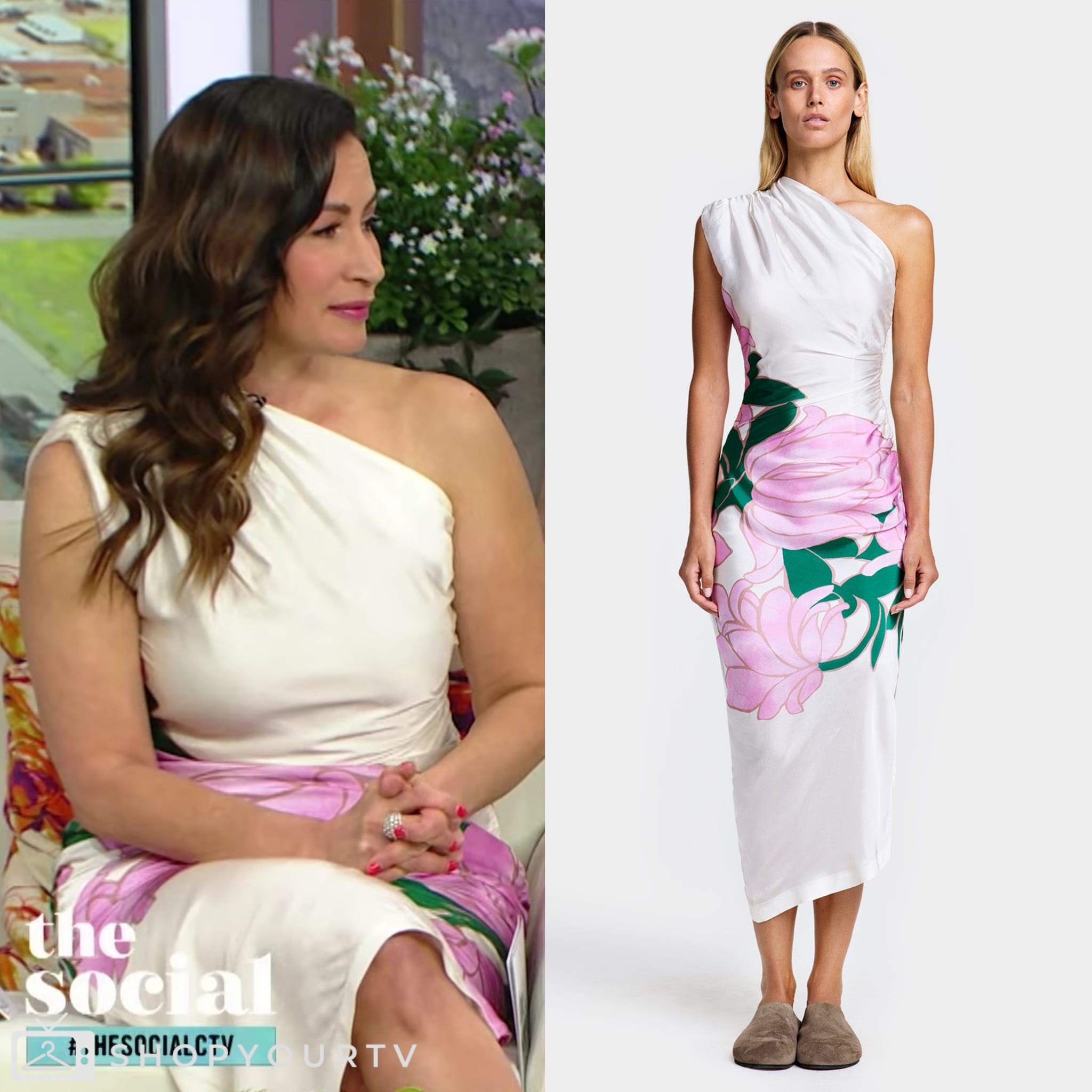 The Social: April 2025 Cynthia’s One Shoulder Midi Dress | Shop Your TV