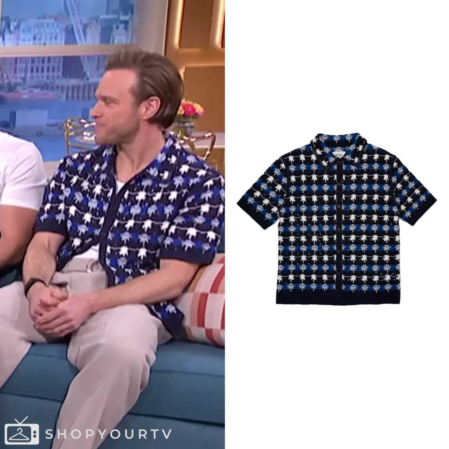 This Morning: April 2025 Olly Murs’s Crochet Knitted Polo Shirt | Shop ...