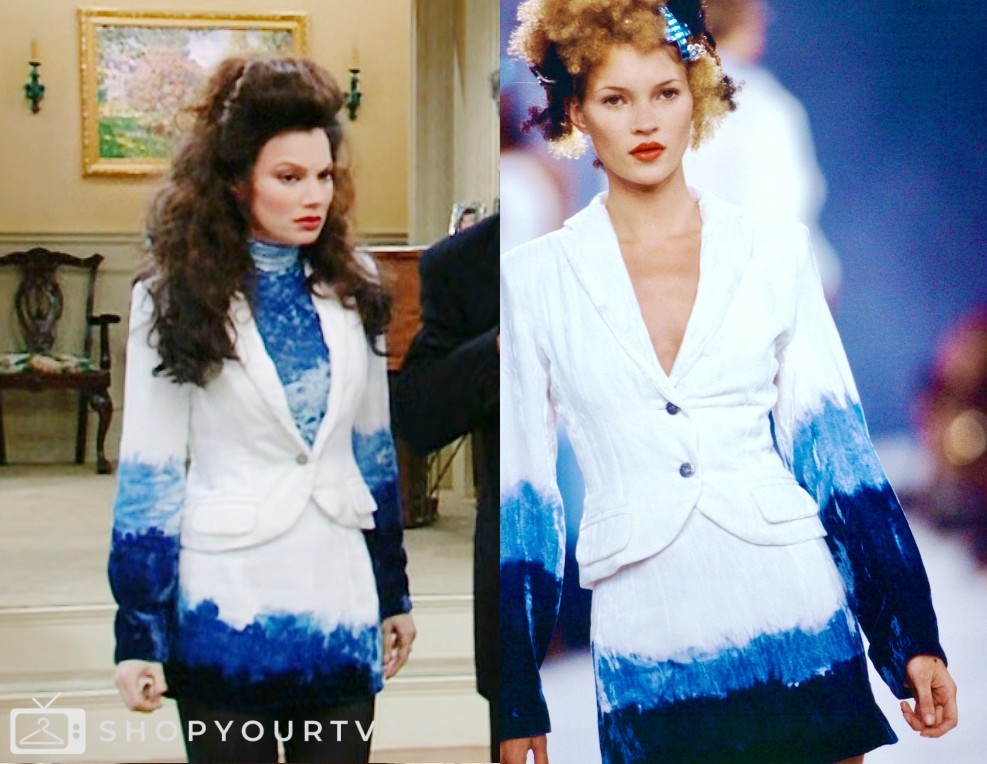 The Nanny: Season 2 Episode 8 Fran's White and Blue Velvet Blazer ...