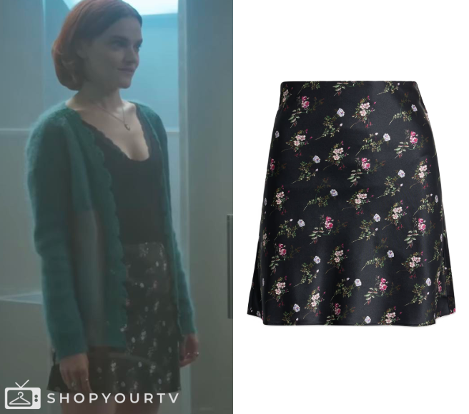 You: Season 5 Episode 8 Bronte's Black Floral Mini Skirt | Shop Your TV