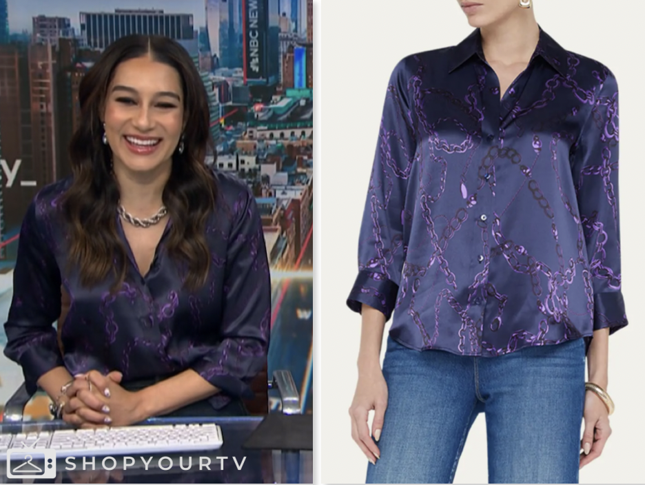 NBC News Daily: May 2025 Morgan Radford’s Navy Blue and Purple Chain ...